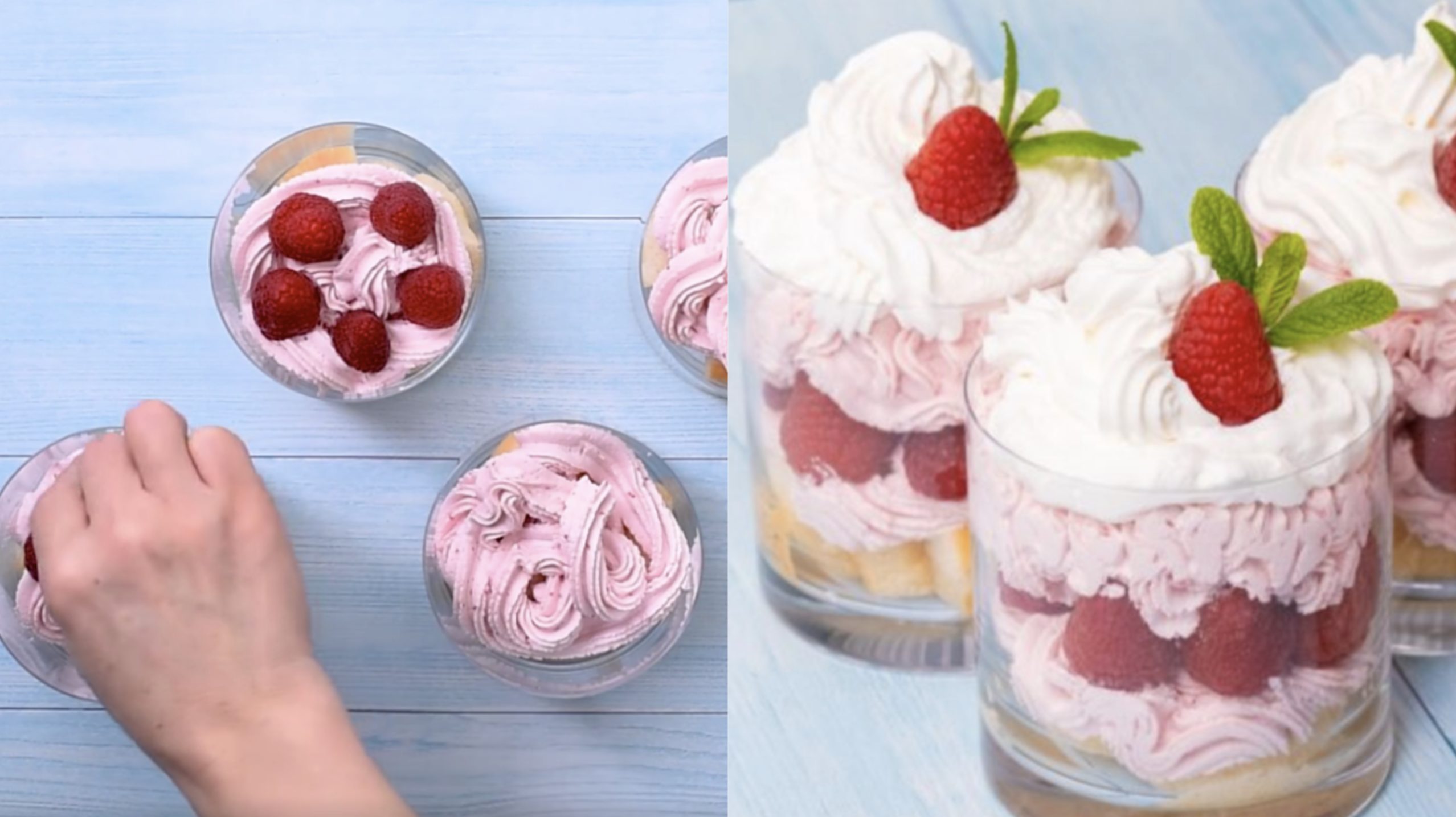 Raspberry mousse cups: creamy and tasty, perfect for dessert!